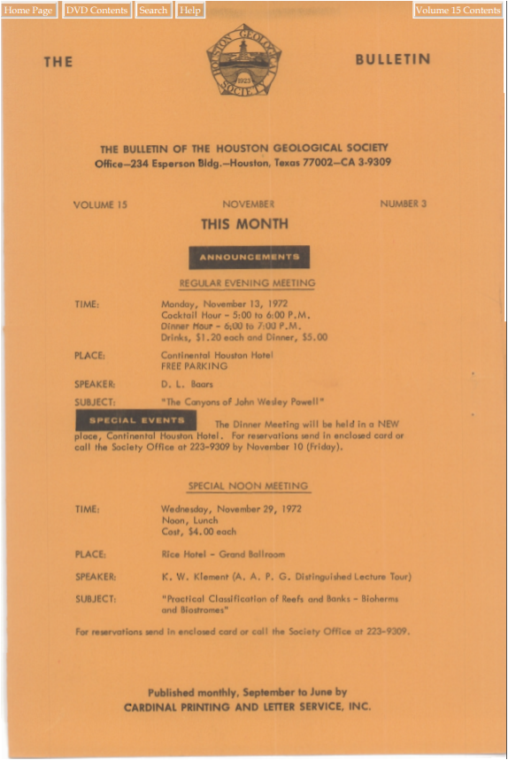 November 1972 | Houston Geological Society