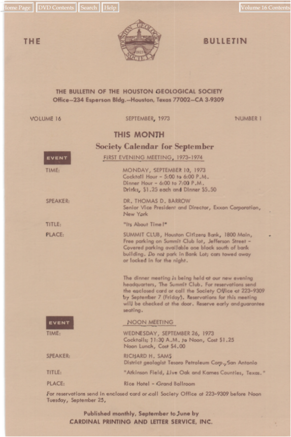 September 1973 | Houston Geological Society